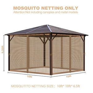 BRIGHTDECK Gazebo Replacement Mosquito Netting Screen, Sidewalls Outdoor 4-Panels Universal Gazebo Netting for Patio, Garden and Backyard (Net Only) (10-ft x 10-ft)