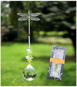 rosleanny crystal garden suncatcher hanging crystals ornament for window rainbow maker prisms home decor gift boxed sun catcher gift idea for mom friends grandma,dragonfly