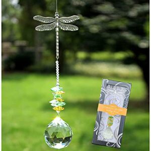 Rosleanny Crystal Garden Suncatcher Hanging Crystals Ornament for Window Rainbow Maker Prisms Home Decor Gift Boxed Sun Catcher Gift Idea for Mom Friends Grandma,Dragonfly