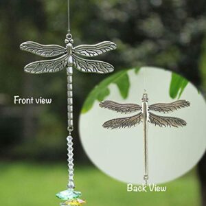 Rosleanny Crystal Garden Suncatcher Hanging Crystals Ornament for Window Rainbow Maker Prisms Home Decor Gift Boxed Sun Catcher Gift Idea for Mom Friends Grandma,Dragonfly