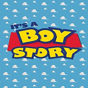 XLL Cartoon Boy It's a Boy Story Photography Backdrop Birthday Party Photo Background Blue Sky White Clouds Photography Backdrops Baby Shower Kids Hero Photo Booth Studio Props 7x5ft