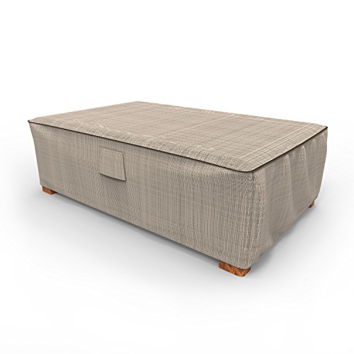 Budge P5A36PM1 English Garden Patio Ottoman/Coffee Table Cover Heavy Duty and Waterproof, Large, Two-Tone Tan