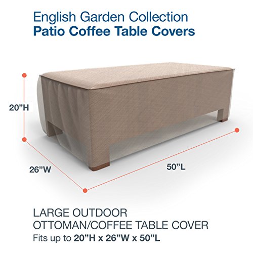 Budge P5A36PM1 English Garden Patio Ottoman/Coffee Table Cover Heavy Duty and Waterproof, Large, Two-Tone Tan