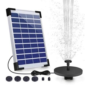 aisitin 5.5w solar fountain pump built-in 1500mah battery, solar bird bath fountain with 6 nozzles, solar floating water fountain pump for bird bath, fish tank, pond, garden and outdoor