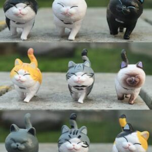 9 PCS Cute Miniature Cats Landscape Lovely Cats Figurines Fairy Home Garden Animals Kitten Adorable Cupcake Christmas Birthday Gift for Home Garden Decor Ornament Supplies