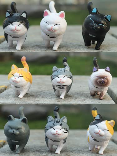 9 PCS Cute Miniature Cats Landscape Lovely Cats Figurines Fairy Home Garden Animals Kitten Adorable Cupcake Christmas Birthday Gift for Home Garden Decor Ornament Supplies