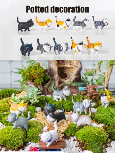 9 PCS Cute Miniature Cats Landscape Lovely Cats Figurines Fairy Home Garden Animals Kitten Adorable Cupcake Christmas Birthday Gift for Home Garden Decor Ornament Supplies