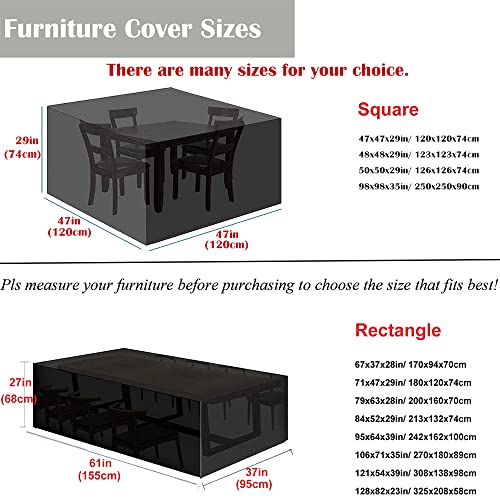 Skyour Patio Table Furniture Set Covers Square/ Rectangular Waterproof Outdoor Indoor Dustproof Garden Table Chair Sofa Furniture Set Cover Protector (128x82x23in)