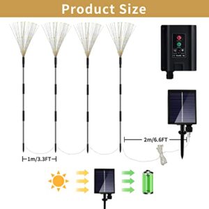 Tielreala Solar Firework Lights 4 Pack 480 LED Fireworks Solar Lights Outdoor with Remote,8 Lighting Modes DIY Solar Garden Lights for Garden Pathway Yard Decor Christmas (Warm White)