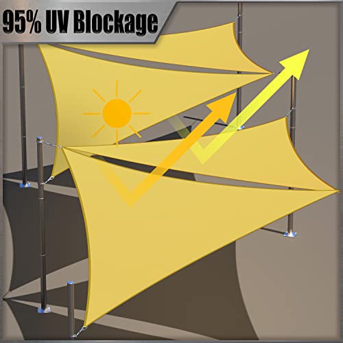 Amgo 16' x 16' x 16' Yellow Triangle Waterproof Sun Shade Sail Canopy Awning Shelter, 95% UV Block Water Resistant AMTADT16, Garden Carport Outdoor Patio (We Customize)