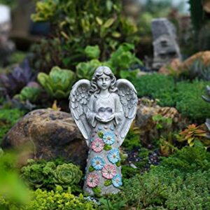 TOMBABY Solar Angel Figurine Garden Outdoor Statue, Polyresin Angel Art for Patio Lawn Yard Porch Gift Holiday Decoration