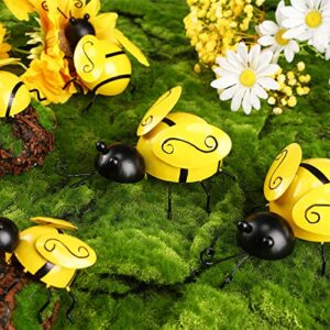 Moxweyeni 6 Pack Metal Bumble Bee Wall Art Sculptures Garden Decorations, 3D Iron Hanging Bee Wall Decor for Indoor Outdoor Home Garden Yard Lawn Yard Lawn Fence Decoration