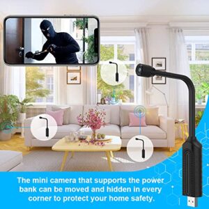 Newfun USB Plug Mini WiFi Wireless Camera Hidden Camera - Security Cameras Small 1080p HD Built-in Battery Nanny Cam with Night Vision,Motion Detection,Remote Viewing for iOS,Android Phone APP