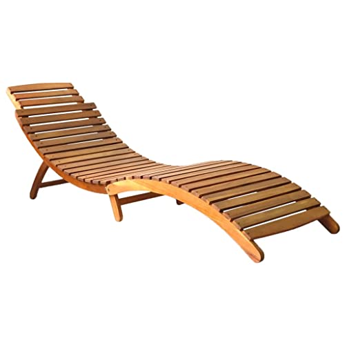 YEZIYIYFOB Sun Lounger with Footrest Outdoor Garden Chair Patio Chaise Lounge Recliner Sunbed Folding Deck Chair Weather Resistant Foldable Solid Acacia Wood Brown 72.4" x 21.7" x 25.2"