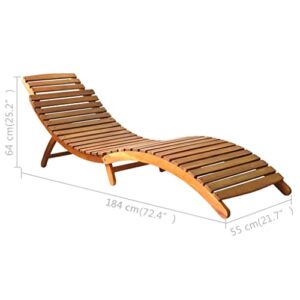 YEZIYIYFOB Sun Lounger with Footrest Outdoor Garden Chair Patio Chaise Lounge Recliner Sunbed Folding Deck Chair Weather Resistant Foldable Solid Acacia Wood Brown 72.4" x 21.7" x 25.2"