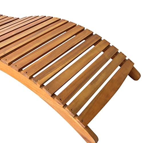 YEZIYIYFOB Sun Lounger with Footrest Outdoor Garden Chair Patio Chaise Lounge Recliner Sunbed Folding Deck Chair Weather Resistant Foldable Solid Acacia Wood Brown 72.4" x 21.7" x 25.2"