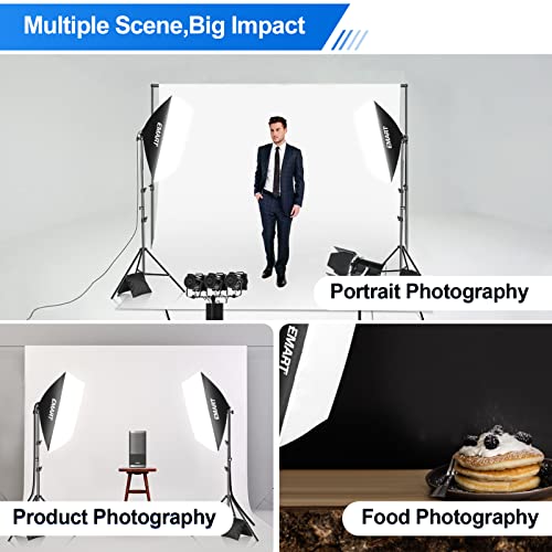 EMART Softbox Lighting Kit with Sandbag, 20"x28" Soft Box Lights Photography Accessories with 2x105W E27 5500K Bulbs, Professional Camera Light Kit for Studio Video Recording, Filming, Podcast