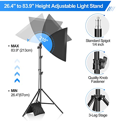 EMART Softbox Lighting Kit with Sandbag, 20"x28" Soft Box Lights Photography Accessories with 2x105W E27 5500K Bulbs, Professional Camera Light Kit for Studio Video Recording, Filming, Podcast