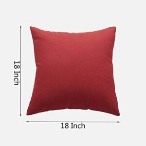 Outdoor Throw Pillow Covers 18x18 - Waterproof Pillows for Couch Set of 2 Decorative Cushion Pillowcases Accent Rustic Solid Patio Furniture Sofa Soft, Living Room, Bedding, Bed Farmhouse Red