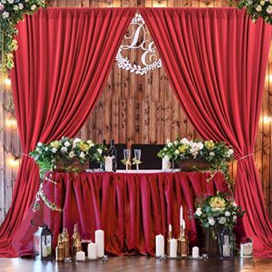 10 ft x 10 ft Wrinkle Free Red Backdrop Curtain Panels, Polyester Photography Backdrop Drapes, Wedding Party Home Decoration Supplies