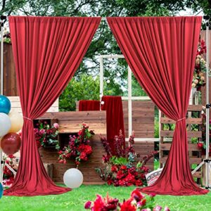 10 ft x 10 ft Wrinkle Free Red Backdrop Curtain Panels, Polyester Photography Backdrop Drapes, Wedding Party Home Decoration Supplies