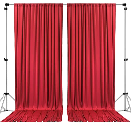 10 ft x 10 ft Wrinkle Free Red Backdrop Curtain Panels, Polyester Photography Backdrop Drapes, Wedding Party Home Decoration Supplies