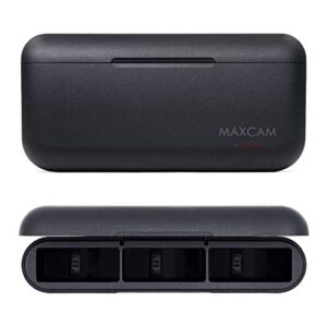 maxcam power triple battery charger for gopro hero11/hero10/hero9 enduro battery black