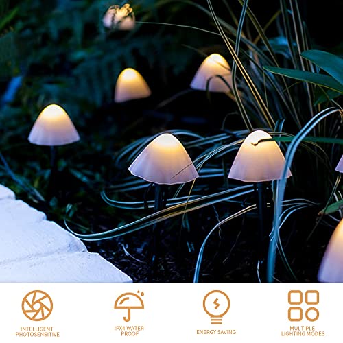 Mushroom Solar Lights, 10pcs Outdoor Solar Garden Lights, 8 Modes Mini Waterproof MMushroom Light for Pathway Landscape Garden Backyard Lawn Halloween Christmas Party Wedding Festival Decoration