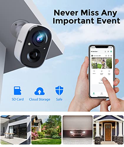 Outdoor Security Camera, 1080P HD Wireless Outdoor Camera with Night Vision, AI & PIR Motion Detection, IP65 Weatherproof, 2-Way Audio, Battery Powered Security Cameras Wireless Outdoor -2 Cameras Kit