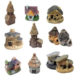 miniature fairy garden house – miniature garden decorations fairy houses for gardens, mini fairy cottage house for garden & patio micro landscape yard bonsai decoration – miniature garden house 9pcs