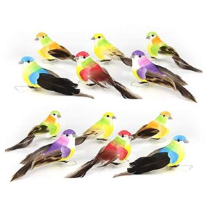 hvogvok 12 pcs simulated birds ornament beautiful animal bird decor animal statues tree lawn home garden decoration