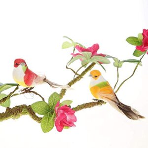 Hvogvok 12 Pcs Simulated Birds Ornament Beautiful Animal Bird Decor Animal Statues Tree Lawn Home Garden Decoration