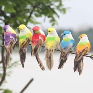 Hvogvok 12 Pcs Simulated Birds Ornament Beautiful Animal Bird Decor Animal Statues Tree Lawn Home Garden Decoration