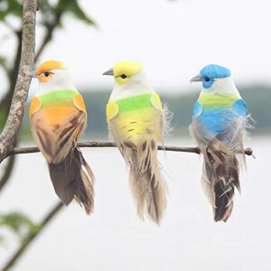 Hvogvok 12 Pcs Simulated Birds Ornament Beautiful Animal Bird Decor Animal Statues Tree Lawn Home Garden Decoration