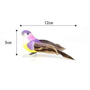 Hvogvok 12 Pcs Simulated Birds Ornament Beautiful Animal Bird Decor Animal Statues Tree Lawn Home Garden Decoration