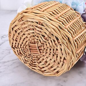 Wicker Rattan Flower Basket, Wedding Flower Girl Baskets, Willow Handwoven Basket with Handles and Plastic Insert, Woven Eggs Candy Basket for Garden Decor, Pink, L (210209HT07-4-10031-1949296911)