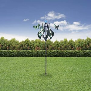 Teamson Home Tulip Kinetic Metal Weather Resistant 360 Degrees Swivel Windmill Wind Spinner for Outdoor Patio Garden Backyard Decking Décor, 70 inch Height, Copper