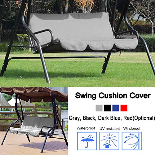 Simlug Swing Seat Cover, Swing Chair Cushion, High‑Grade 190T Polyester Taffeta Fabric Cushion Replacement Foldable 150X50X10cm Swing Chair Cushion Garden Lawn Yard (Gray)