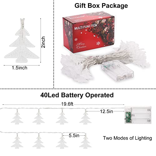 MILEXING Christmas Lights, Christmas Tree Decorations 19.6 ft 40 LED Fairy Lights Battery Operated Waterproof for Home, Festival, Garden Patio Bedroom Party Indoor Outdoor Christmas Decor