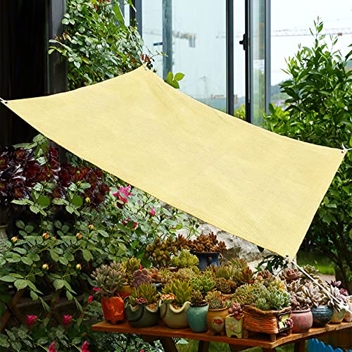 ZGOEK Sun Shade Sail, Rectangle Shade Sail UV Block 90% Shade Fabric Sun Shade Cloth for Outdoor Patio Lawn Garden Beige 2x1.6m/6.5x5.2ft