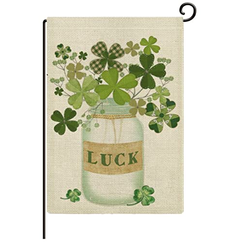 St Patrick's Day Garden Flag Welcome Gnome Garden Flag Vertical Double Sided, Gnomes Horseshoe Beer Shamrock Yard Outdoor Decoration 12x 18 Inch-L6