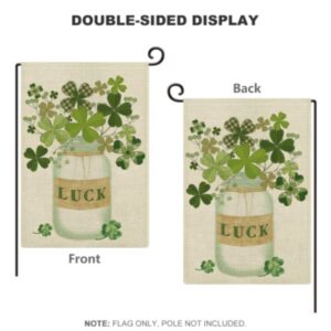 St Patrick's Day Garden Flag Welcome Gnome Garden Flag Vertical Double Sided, Gnomes Horseshoe Beer Shamrock Yard Outdoor Decoration 12x 18 Inch-L6