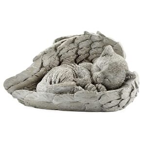 auldhome angel cat memorial statue, garden resin sleeping cat ornament