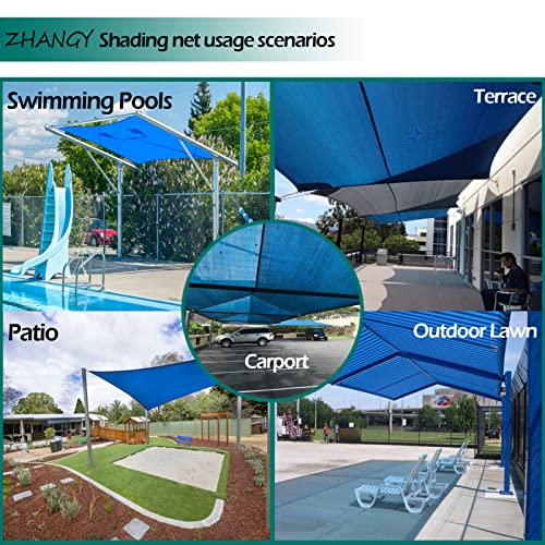 ZHANGY Shade Net Shade Cloth Shade Mesh 20x30ft, Blue Sunblock for Greenhouse Sunshade Cloth with Grommets UV Block Shade Tarp Tear-Resistant, for Outdoor Garden Plants Backyard Car Cover