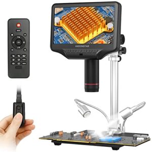 andonstar ad407 pro 3d hdmi soldering digital microscope, 4mp 2160p uhd video record, 7 inch adjustable lcd screen usb video electronic microscopes for repairing, circuit board, smt smd diy