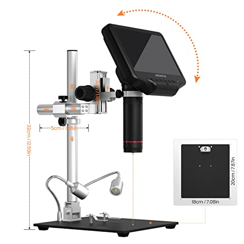 Andonstar AD407 Pro 3D HDMI Soldering Digital Microscope, 4MP 2160P UHD Video Record, 7 inch Adjustable LCD Screen USB Video Electronic Microscopes for Repairing, Circuit Board, SMT SMD DIY