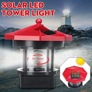 WDFS Solar Powered Lighthouse,Solar LED Rotating Lighthouse,Rotating Outdoor Waterproof LED Solar Light Tower Decorative for Garden Lawn Patio Yard