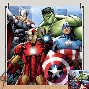 Avengers Backdrops Superhero Boys Kids Birthday Party Background Supercity Cospaly Baby Shower Banner Photography Cake Table Decoration Supplies Photo Studio Booth Props 6x6ft