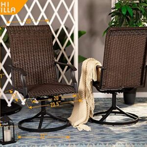 PHI VILLA High Back Outdoor Rattan Dining Chairs Set of 4 Pieces Wicker Swivel Dining Chairs for Outside Heavy Duty Wicker Patio Furniture Sets Bistro Chairs for Garden,Backyard,Lawn(4 Pieces)