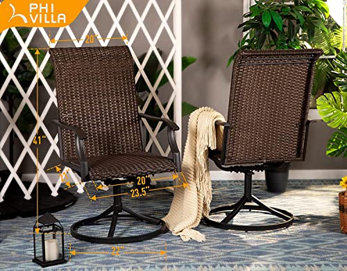 PHI VILLA High Back Outdoor Rattan Dining Chairs Set of 4 Pieces Wicker Swivel Dining Chairs for Outside Heavy Duty Wicker Patio Furniture Sets Bistro Chairs for Garden,Backyard,Lawn(4 Pieces)